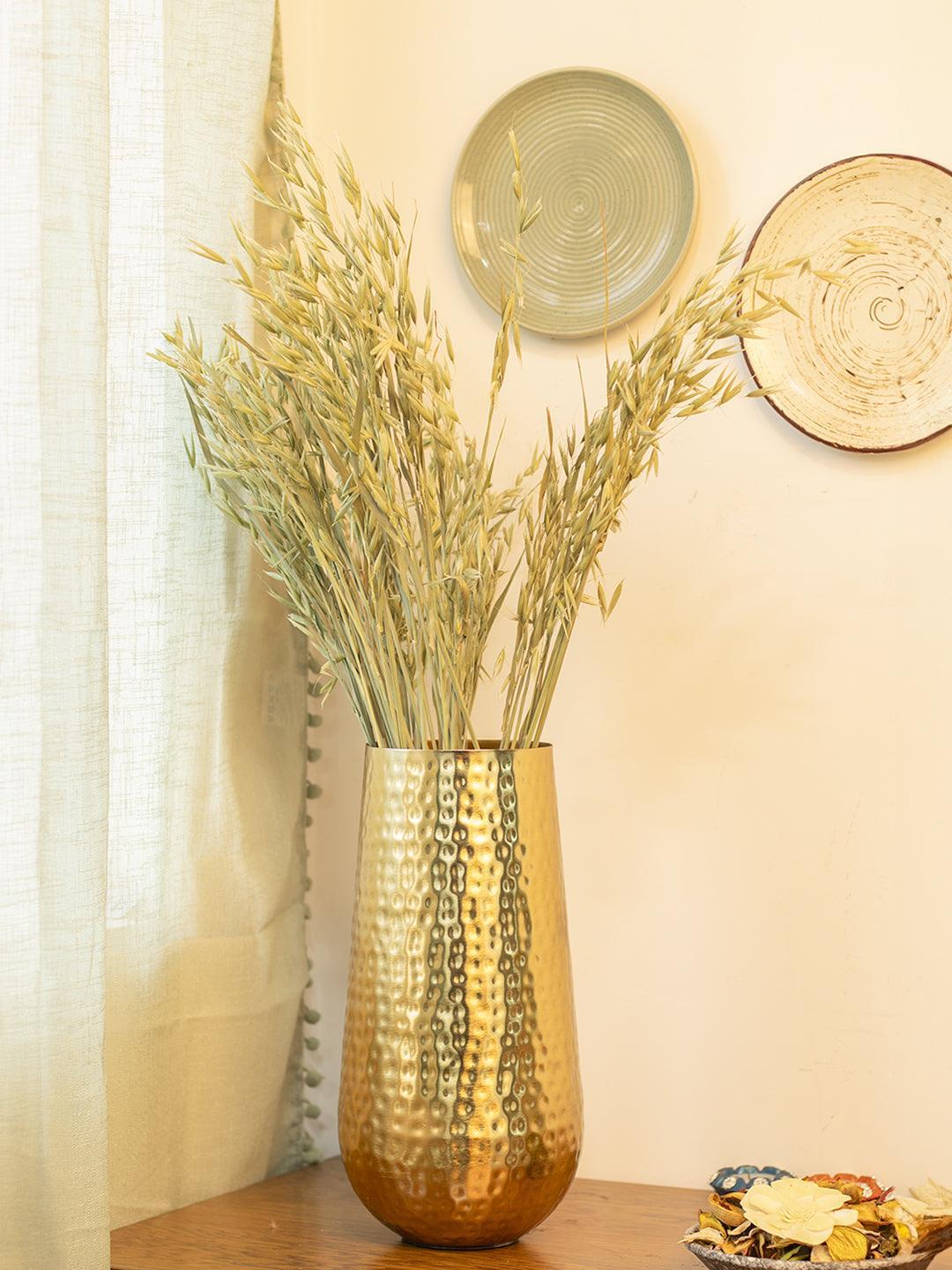 Decorative Golden Hammered Vase - Cylinder Shape – MARKET99