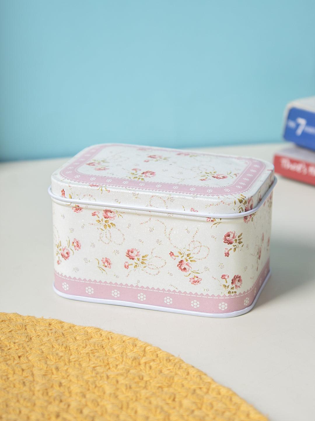 Light Pink Floral Metal Tin Container Box – MARKET99