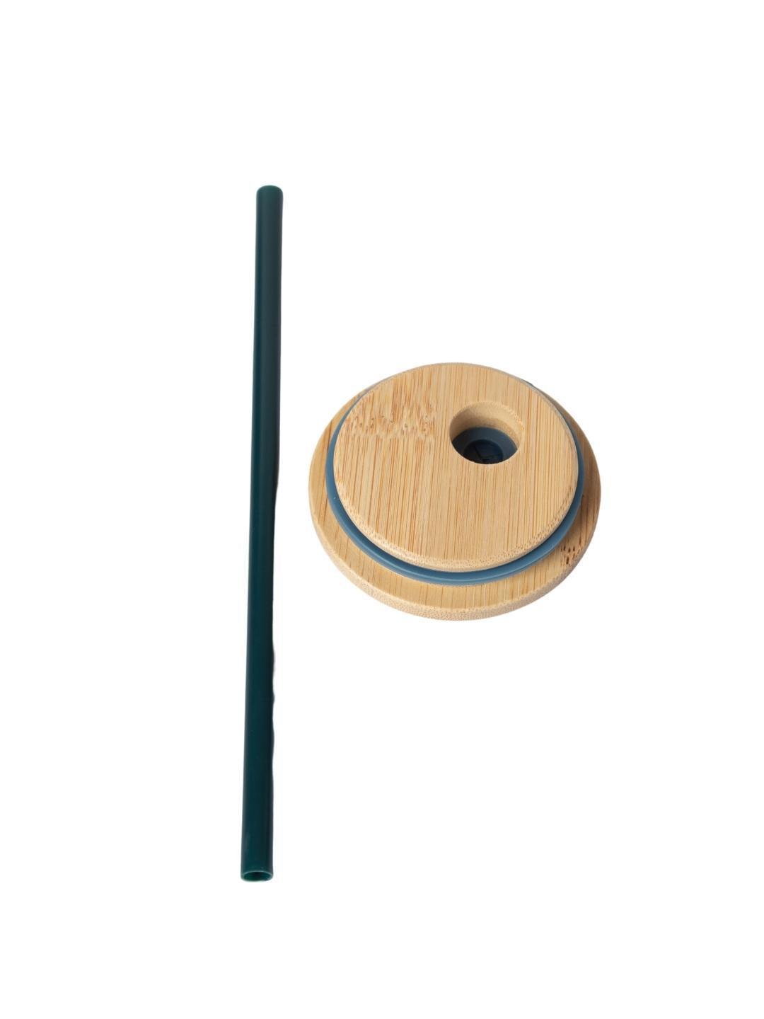 Navy Blue Borosilicate Glass Sipper With Straw 350 Ml Market 99