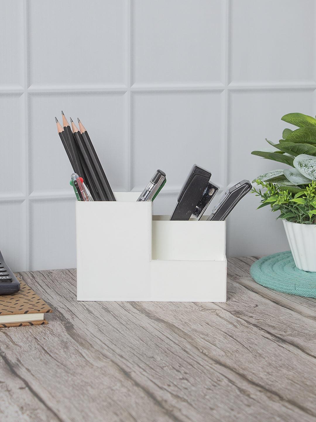 White Desk Organizer Pen Stand 3 Compartment – MARKET 99
